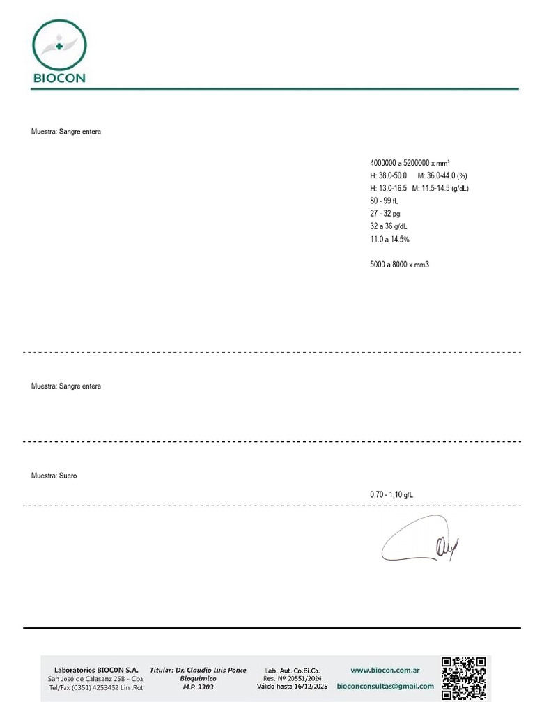 BioCon Protocolo 4097712 | PDF | Sangre | Leucocito