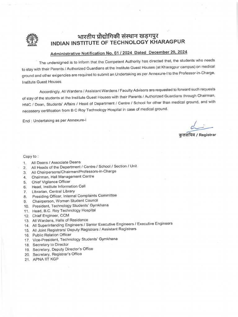 Stay of Students in Guest House With Parent | PDF