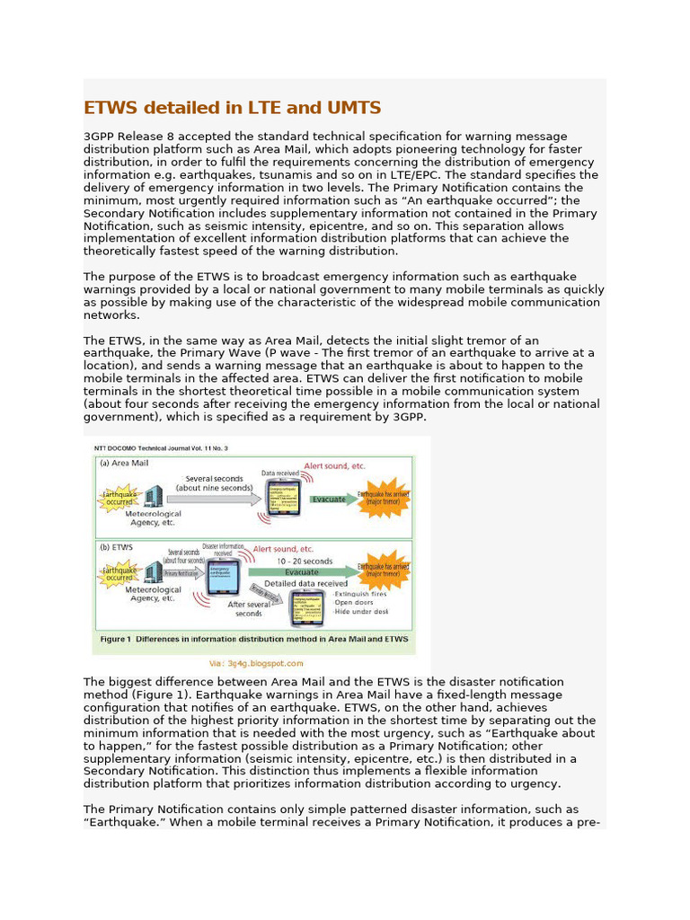 ETWS Basics in LTE and UMTS | PDF | Earthquakes | Computing