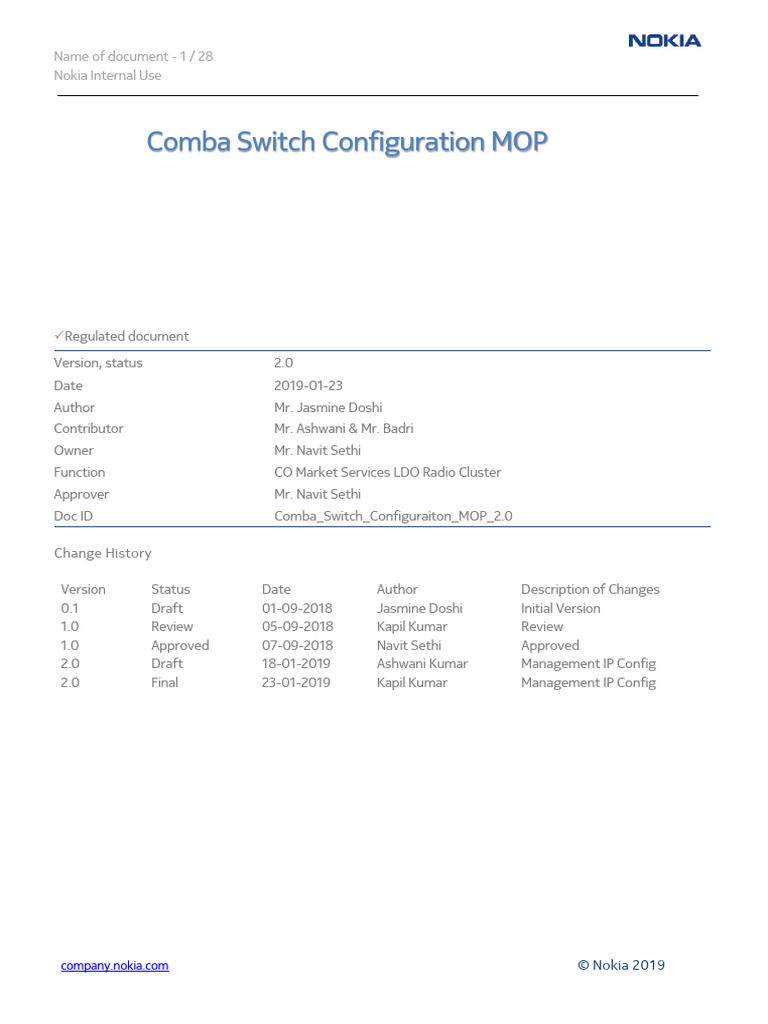 Comba Switch Configuration MOP 2.0 | PDF | Ip Address | Communications Protocols