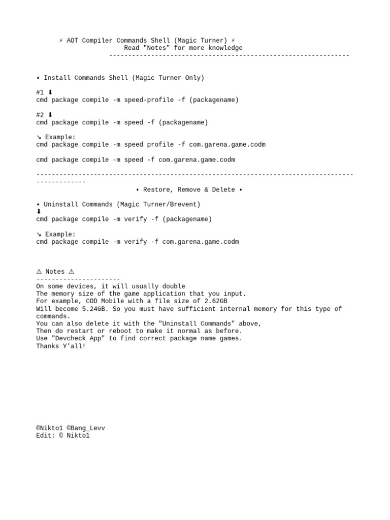 Install Commands (Magic Turner) | PDF
