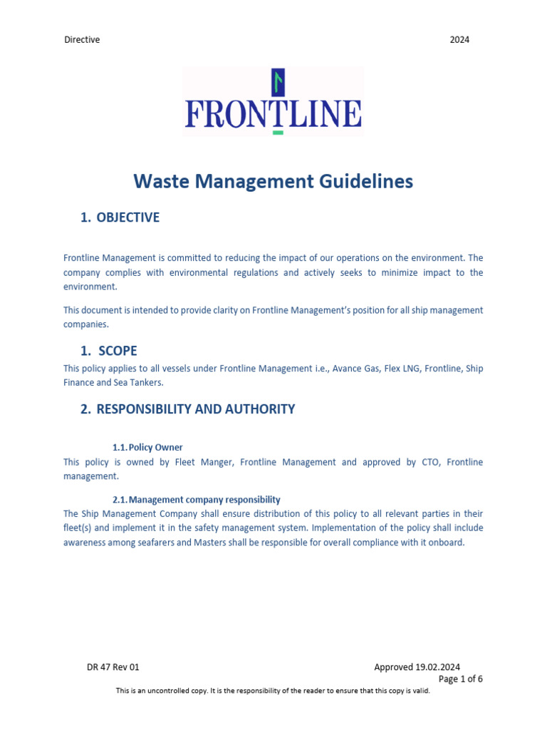 DR 47 Rev 1 Waste Management Guidelines | PDF | Waste Management | Waste