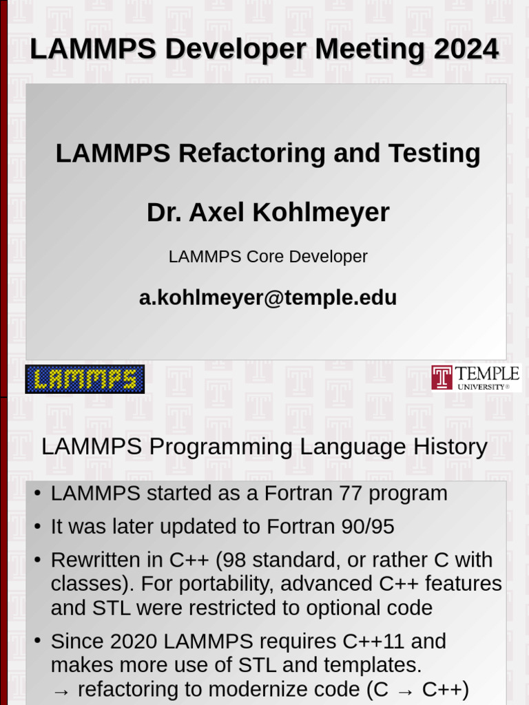 LAMMPS 2024 Developer Meeting Highlights | PDF | C++ | Computer Programming