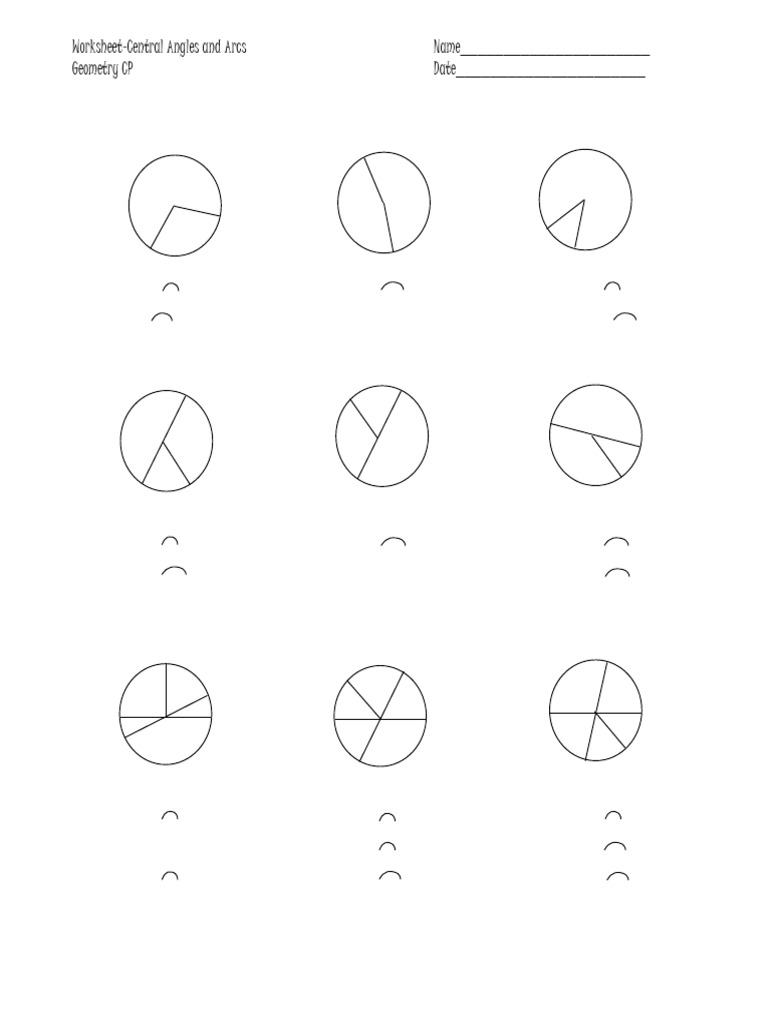 Central and Inscribed Angles and Arcs-Worksheet | PDF | Trigonometry ...