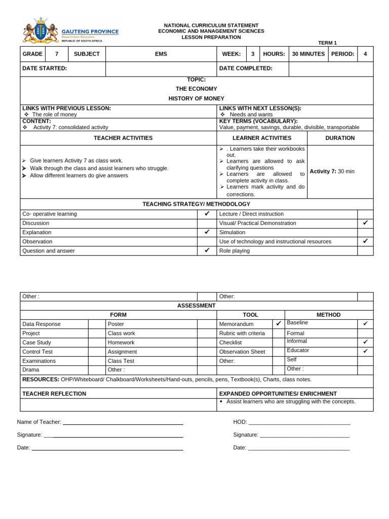 Week 3 Lesson Plan 4 | PDF | Money | Coins