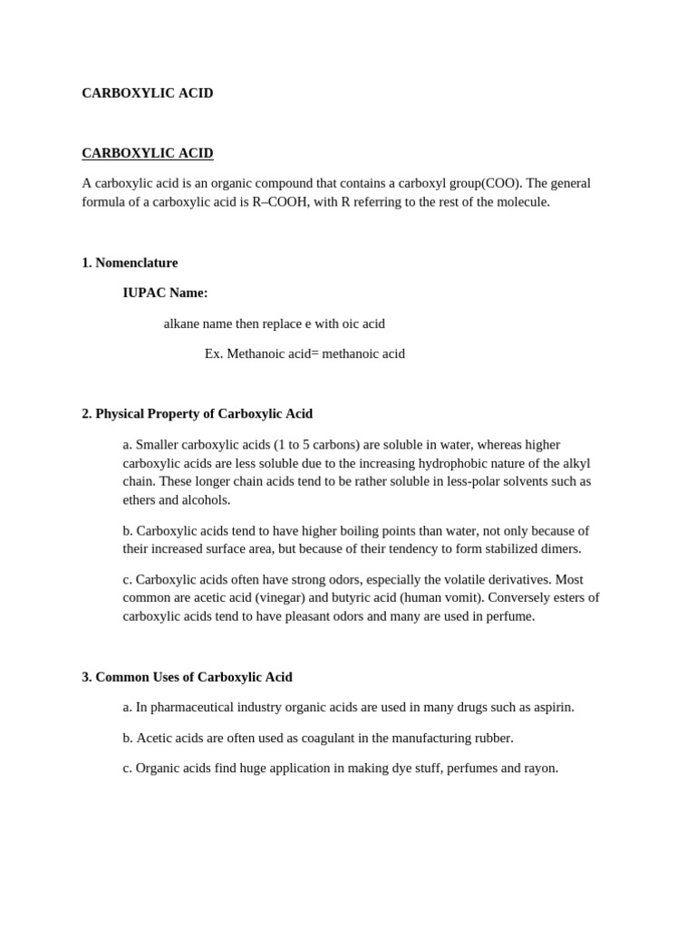 Lesson - Carboxylic Acid | PDF | Carboxylic Acid | Acetic Acid
