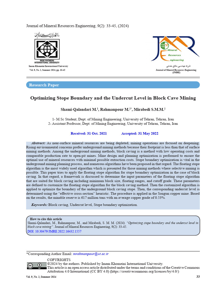 Mining Cave Block in Level Undercut the and Boundary Stope Optimizing | PDF | Mining ...