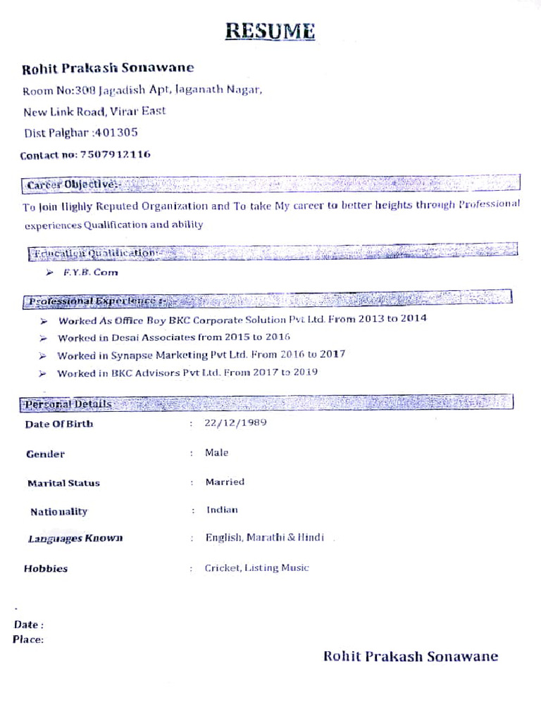 Rohit Sonawane Resume | PDF Rohit Sonawane Resume | PDF