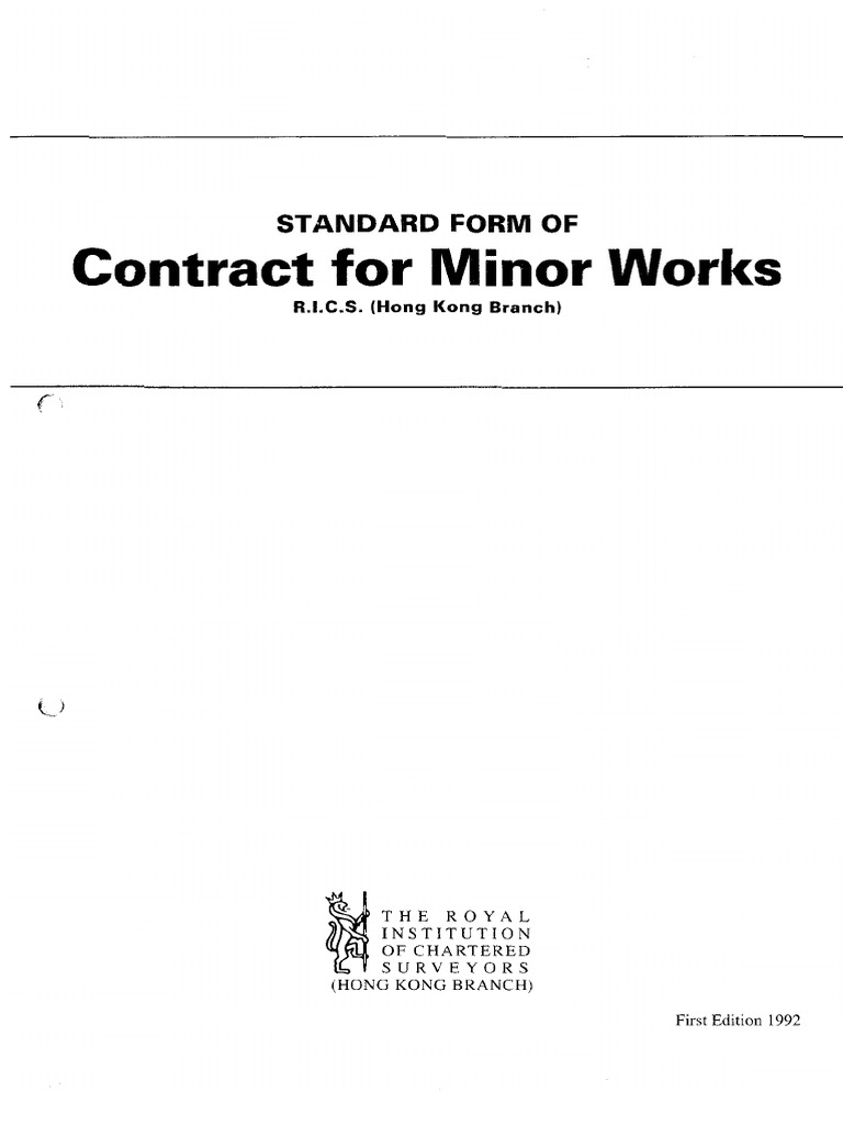 1992-Contract for Minor Works (RICS) | PDF