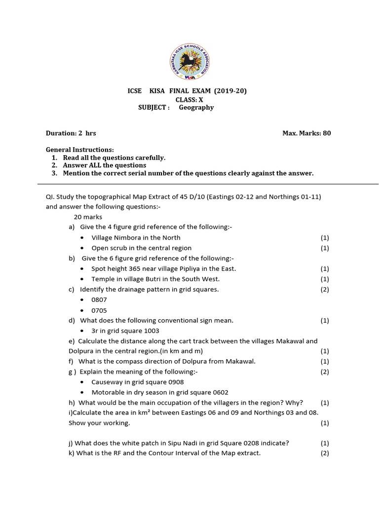 Class - X, KISA Geography Preparatory Exam Question Paper | PDF | Forests | Soil