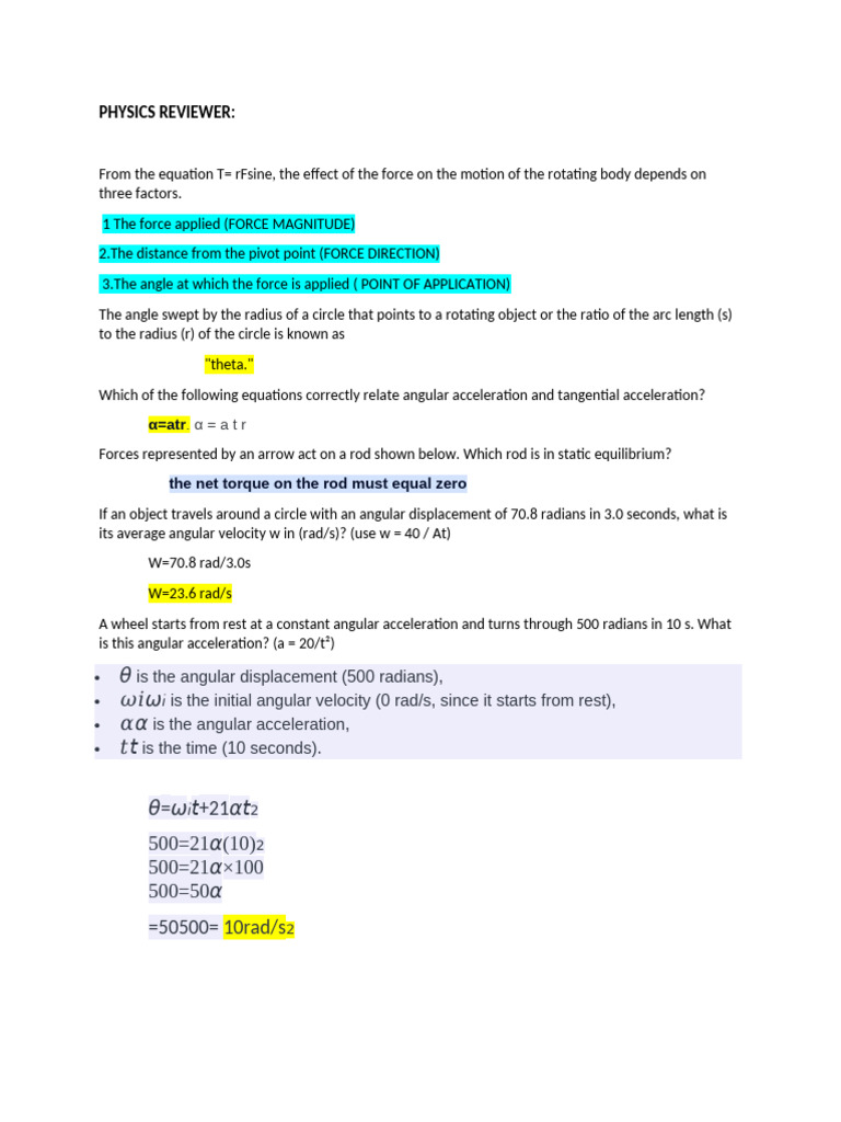 PHYSICS REVIEWER | PDF | Waves | Force