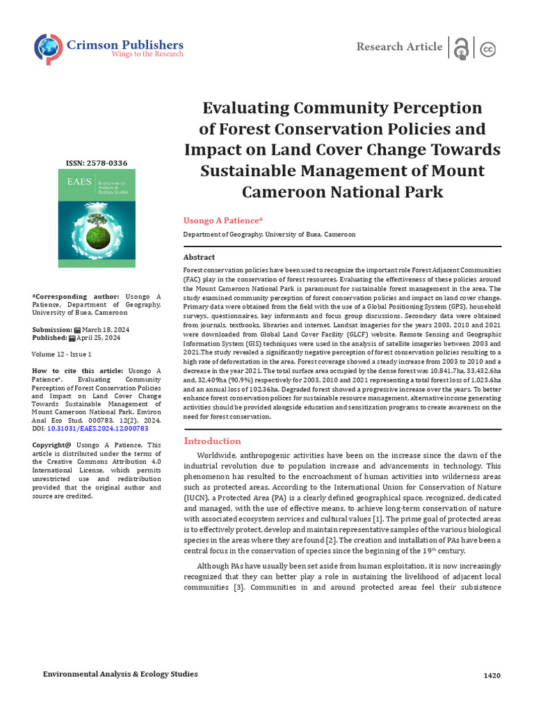 Evaluating Community Perception of Fores | PDF | Deforestation ...