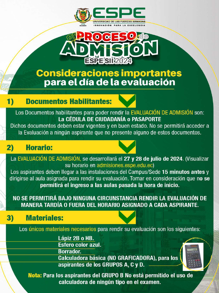 Proceso de Admision Espe Sii 2024 02 | PDF
