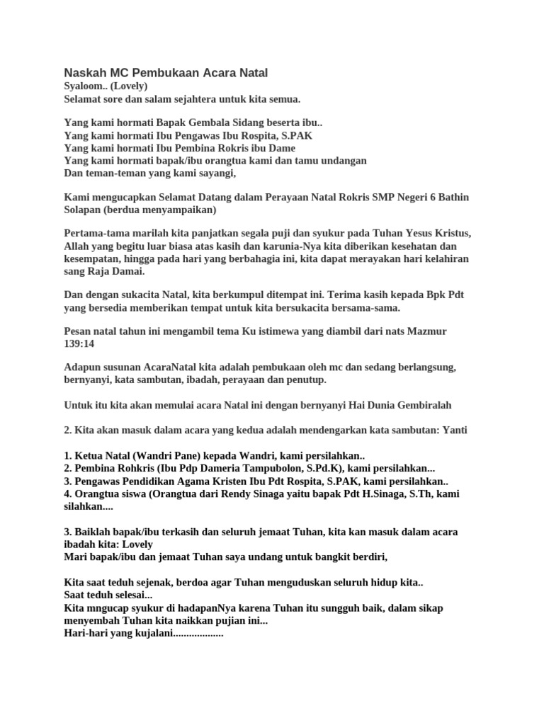 naskah-mc-pembukaan-acara-natal | PDF