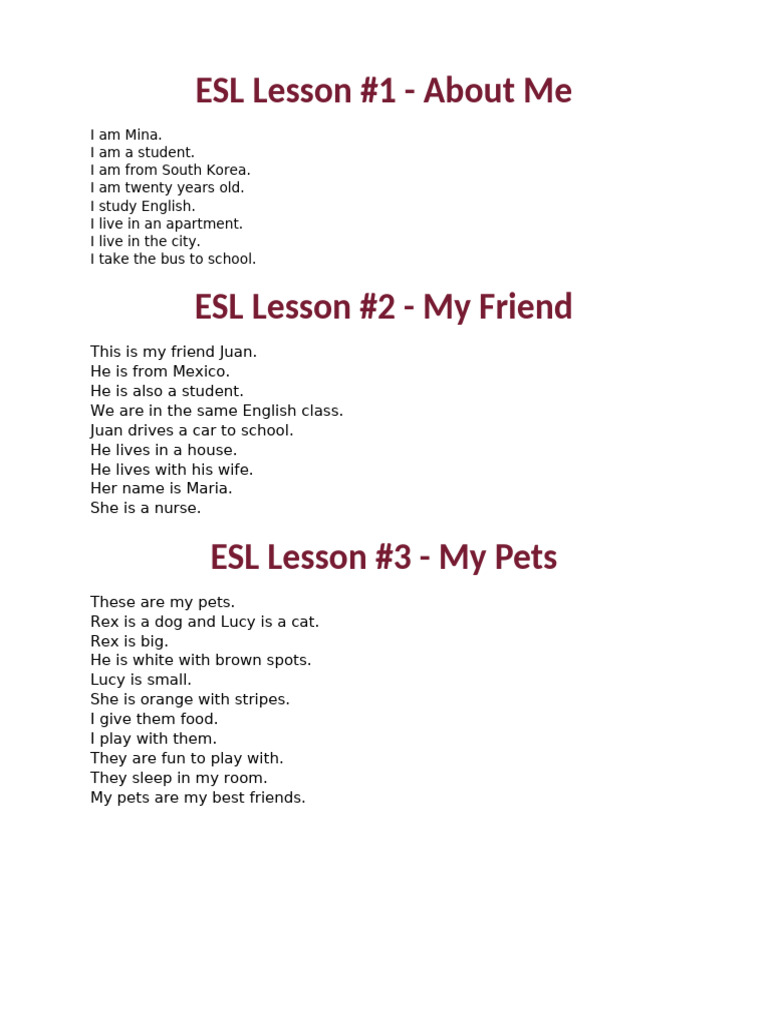 ESL Lesson | PDF