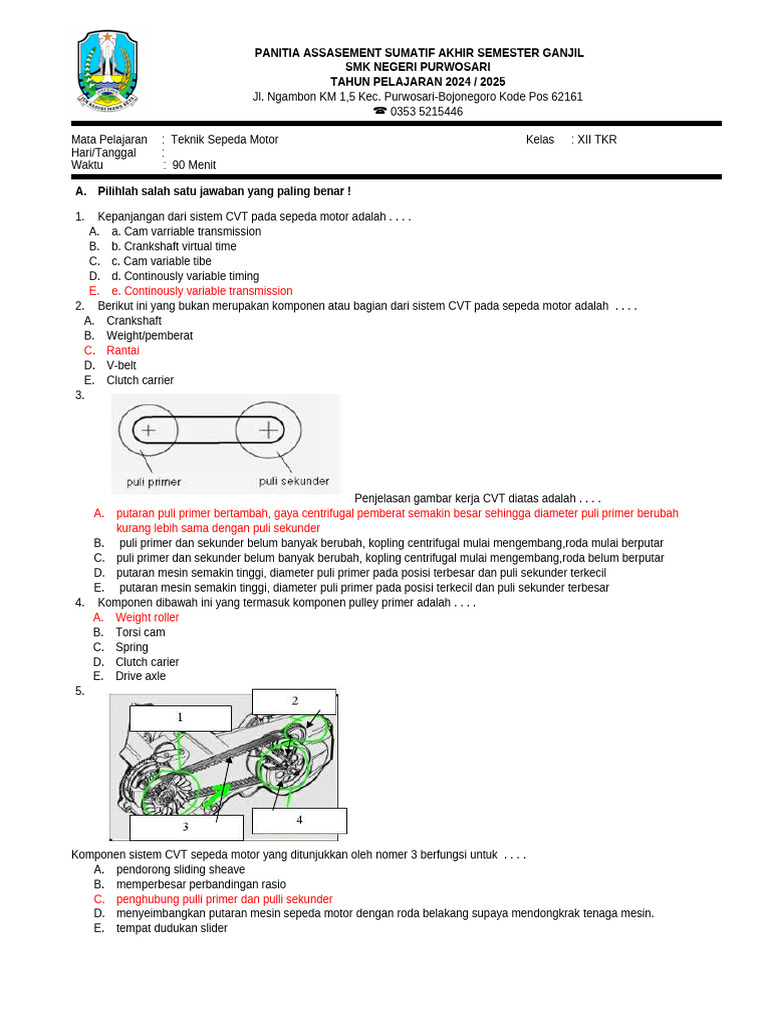 Soal Teknik Sepeda Motor Kelas XII TKR | PDF
