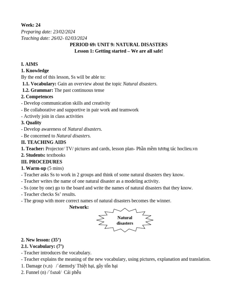 Natural Disasters Lesson Plan | PDF | Human Communication | Learning