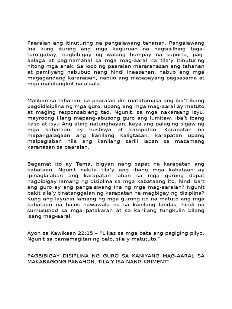 Pagbibigay Disiplina NG Guro Sa Kaniyang Mag | PDF