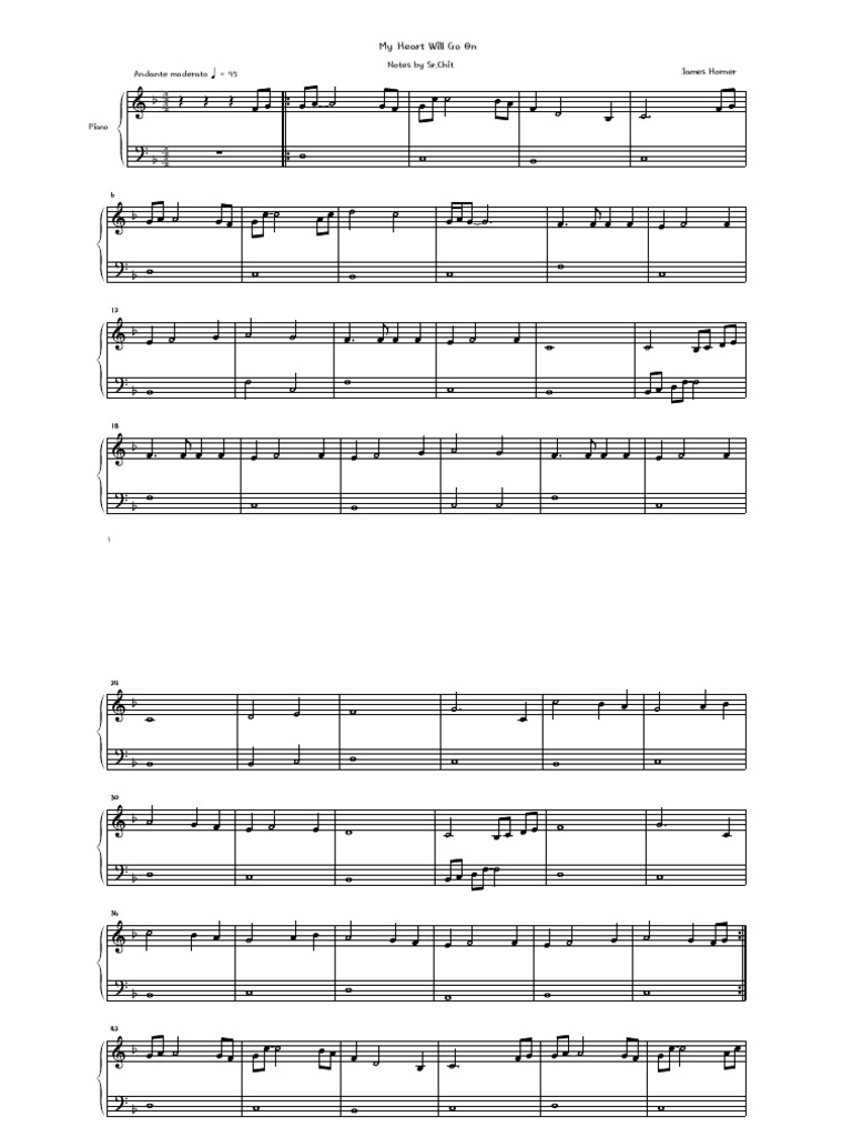 My Heart Will Go On Free PDF - Sr.chit (Easy Piano) | PDF