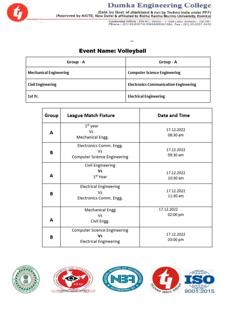 Volleyball Notice DEC 2022 | PDF | Academic Discipline Interactions | Physical Sciences