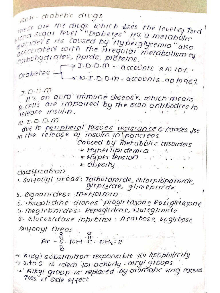 MC Notes Anti Diabetic Drugs | PDF