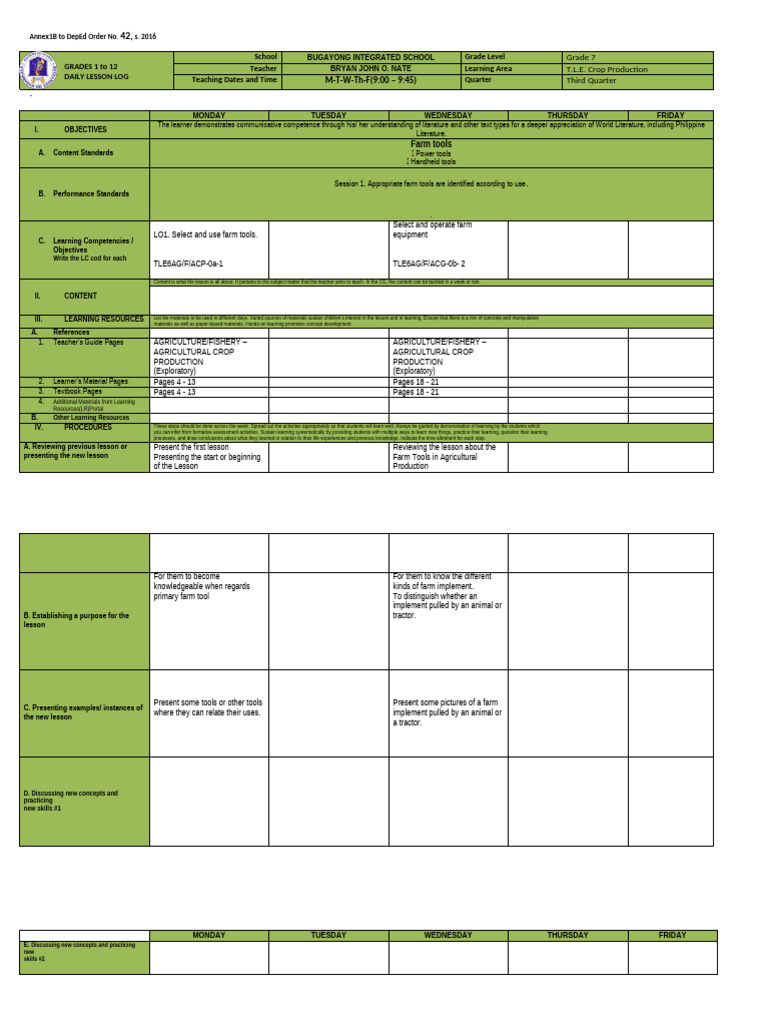 1st Lesson - 2nd Quarter | PDF | Learning | Teachers