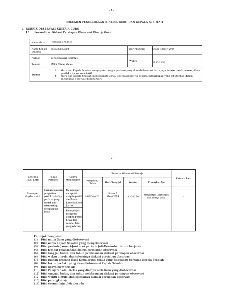 Formulir A, B, C dan D Bu Yus | PDF