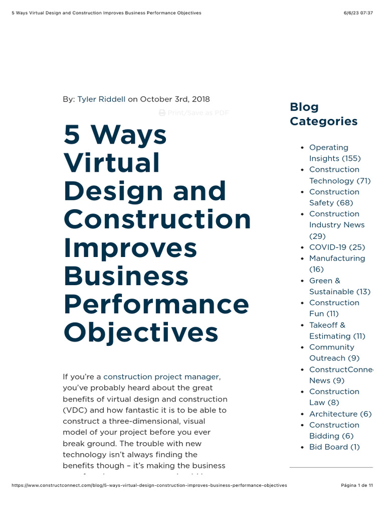 Lectura 3.4 Ways Virtual Design and Construction Improves Business Performance Objectives | PDF ...