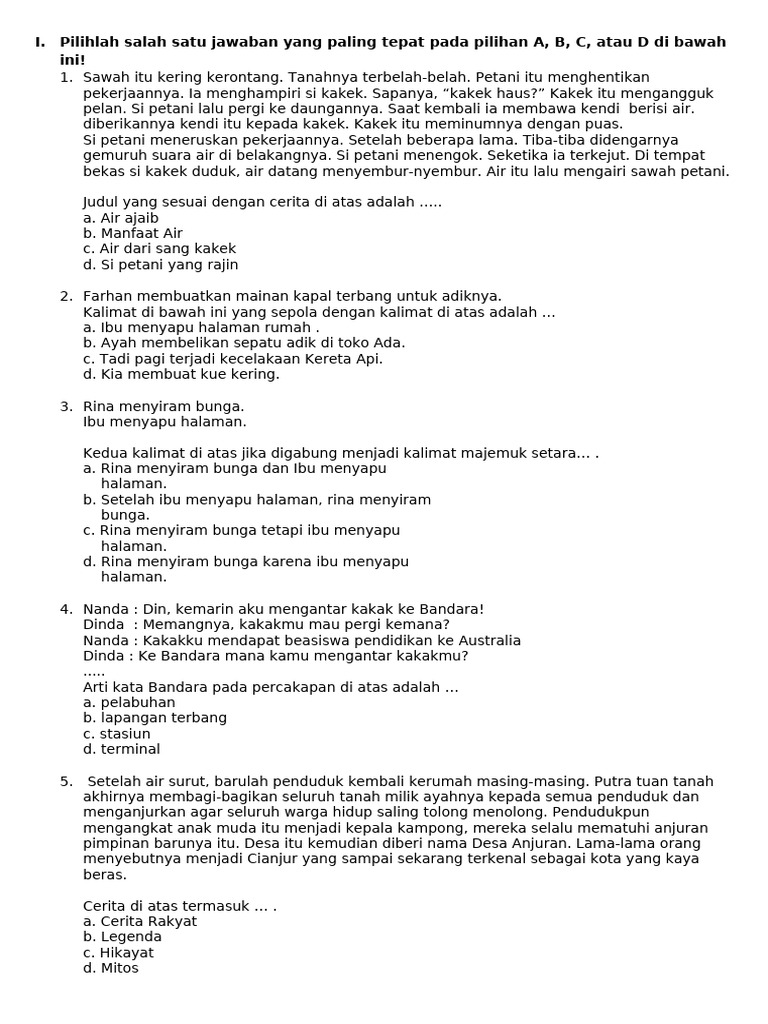 30 Soal Abc Kelas 4 Bahasaindonesia | PDF