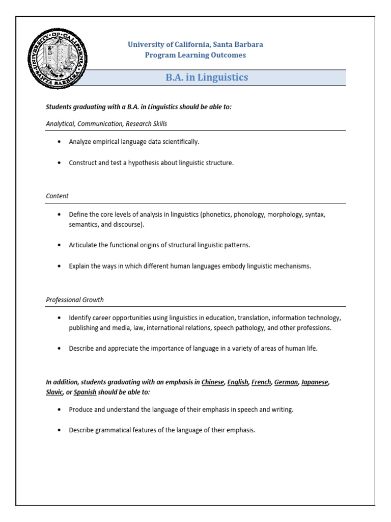 Linguistics BA | PDF