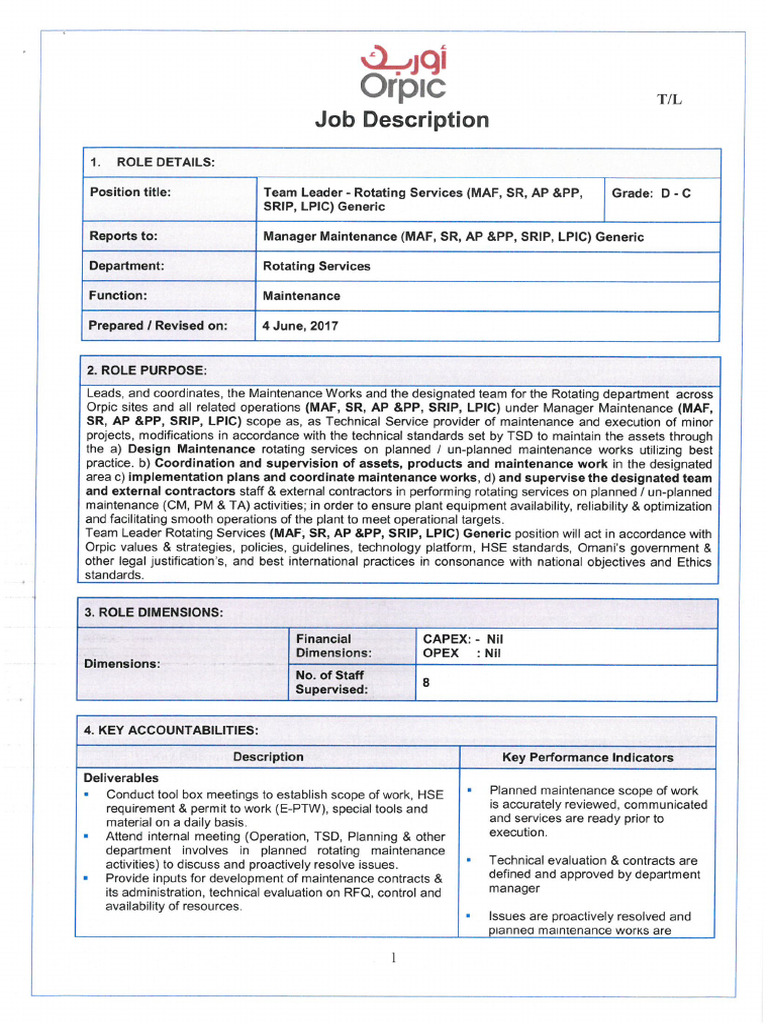 JD TL Rot Instr (MAF, SR, AP&PP, SRIP, LPIC) - Sign Off Feb 2018.pzo | PDF