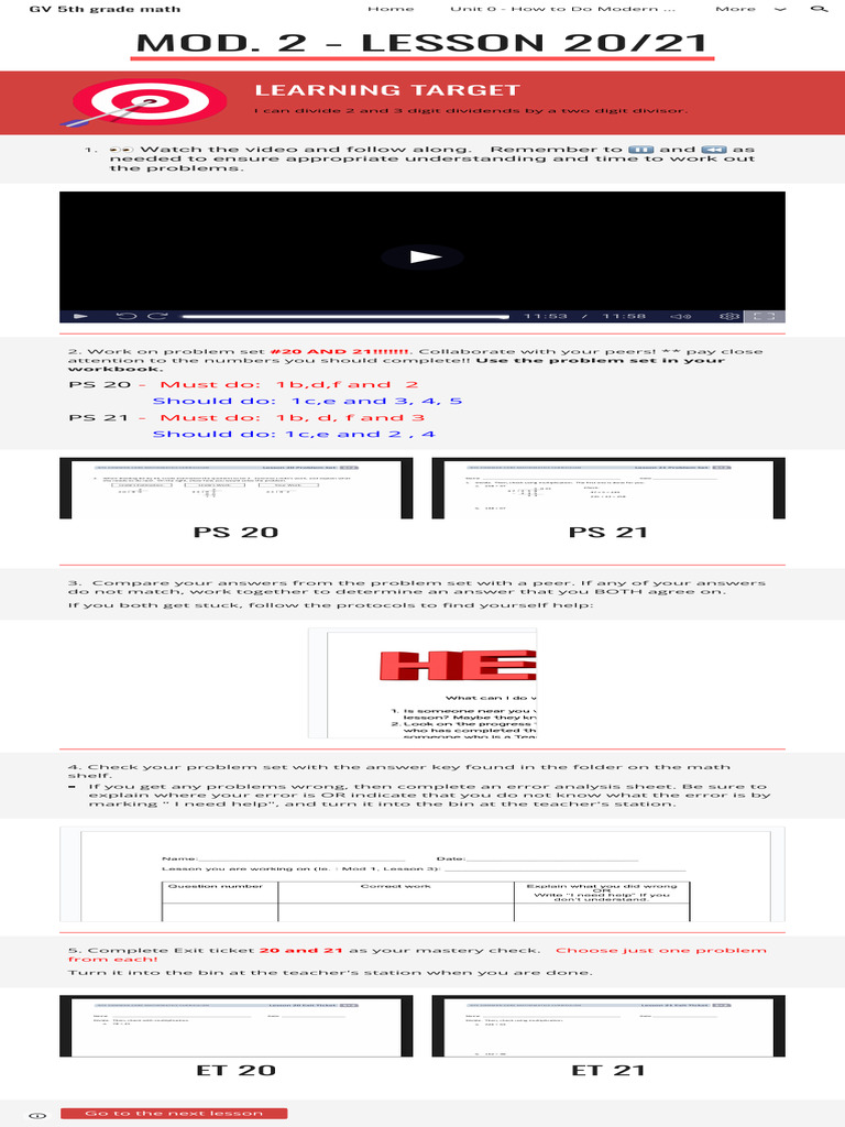 GV 5th Grade Math - Mod. 2 - Lesson 2021 | PDF | Division (Mathematics ...
