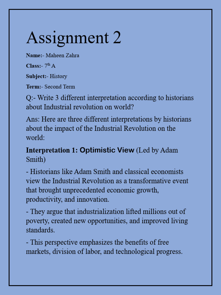 Maheen Zahra History Assignment 2 Second Term | PDF