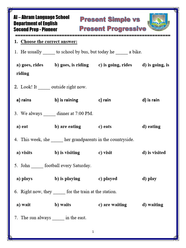 Present Simple Vs Present Progressive | PDF