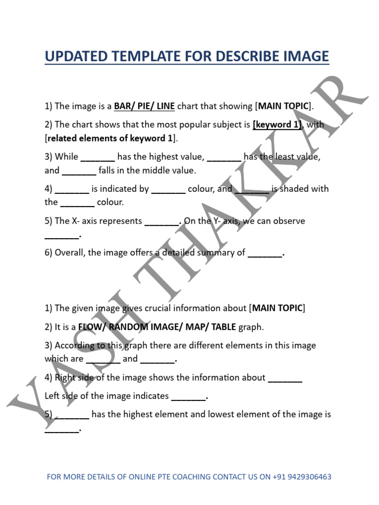 PTE Coaching Image Analysis Template | PDF