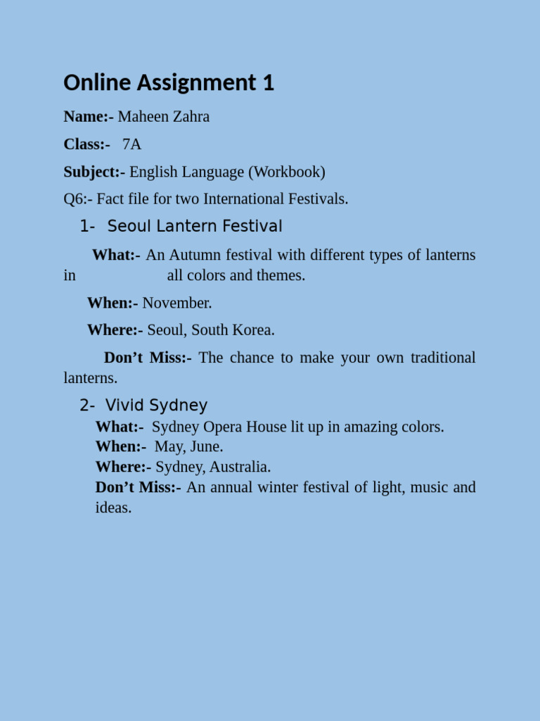 International Festivals: Seoul & Sydney | PDF