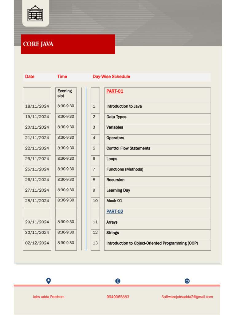 CORE JAVA Day Wise Schedule For Prime Membership | PDF | Thread ...