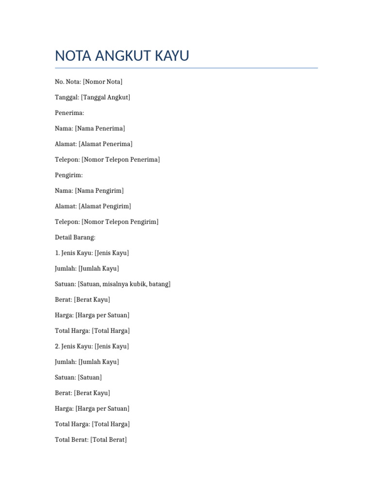 Nota Angkut Kayu | PDF