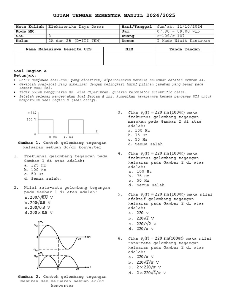 UTS Elektronika Daya 2024/2025 | PDF