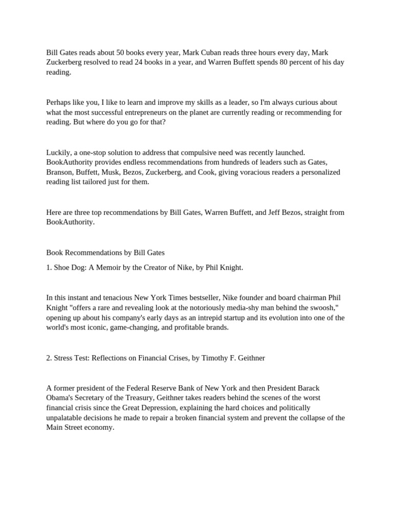 Bill Gates Reads About 50 Books Every Year | PDF