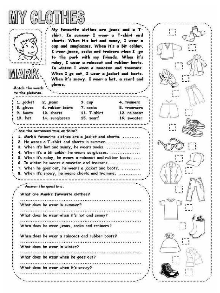 Clothes Vocabulary Activities | PDF