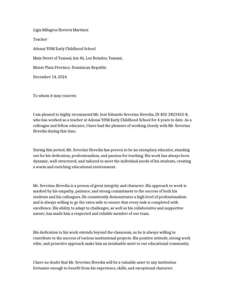 Collage Reference Letter | PDF