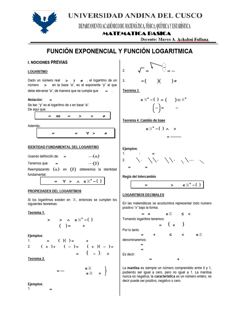Funcion Exponencial y Logarimica | PDF | Logaritmo | Función (Matemáticas)