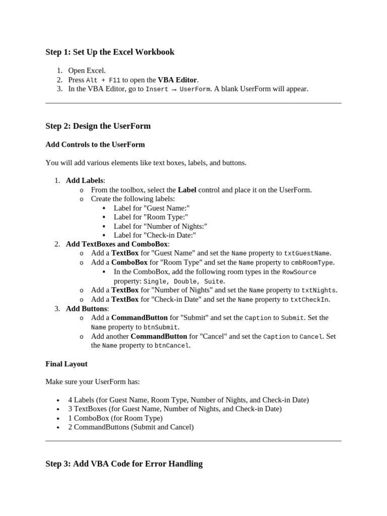 Step By Step With Error Handling Code Pdf Microsoft Excel Software
