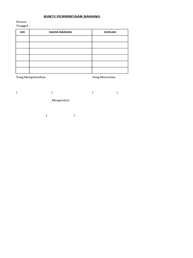 Form Barang Masuk - Keluar | PDF