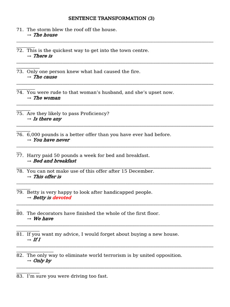 Sentence Transformation | PDF