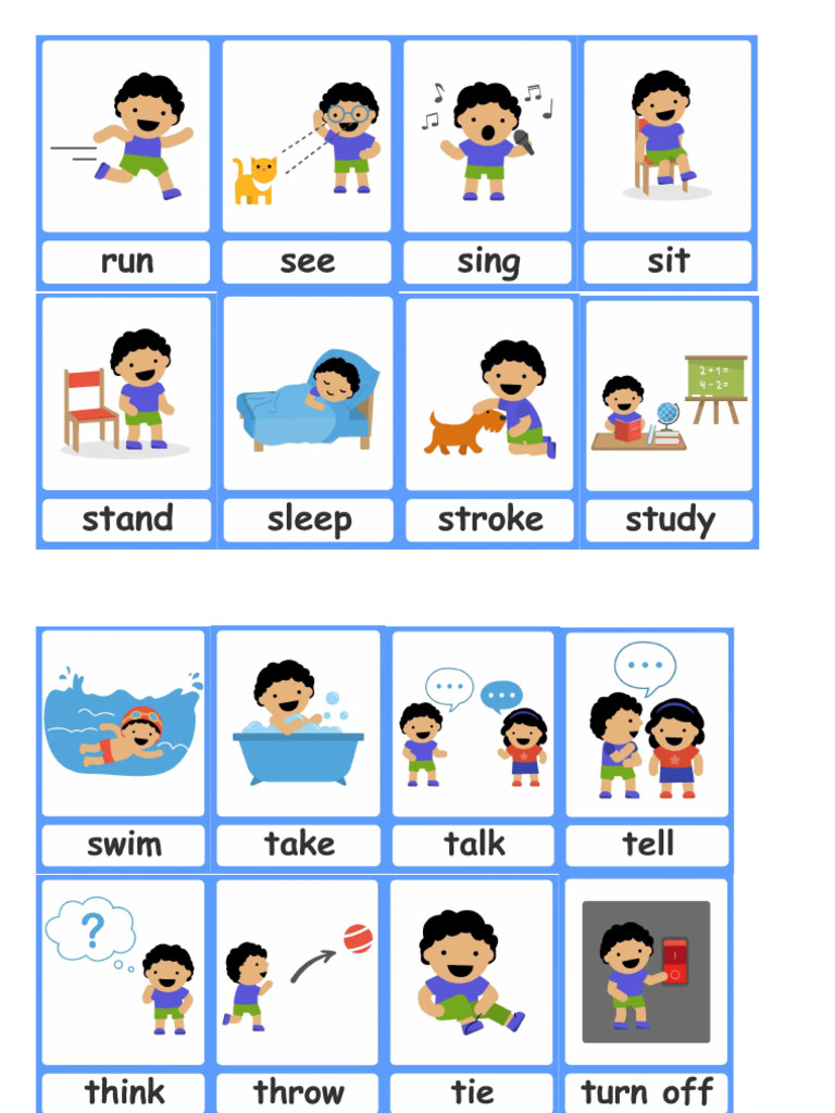 Action Verbs - Flashcards | PDF