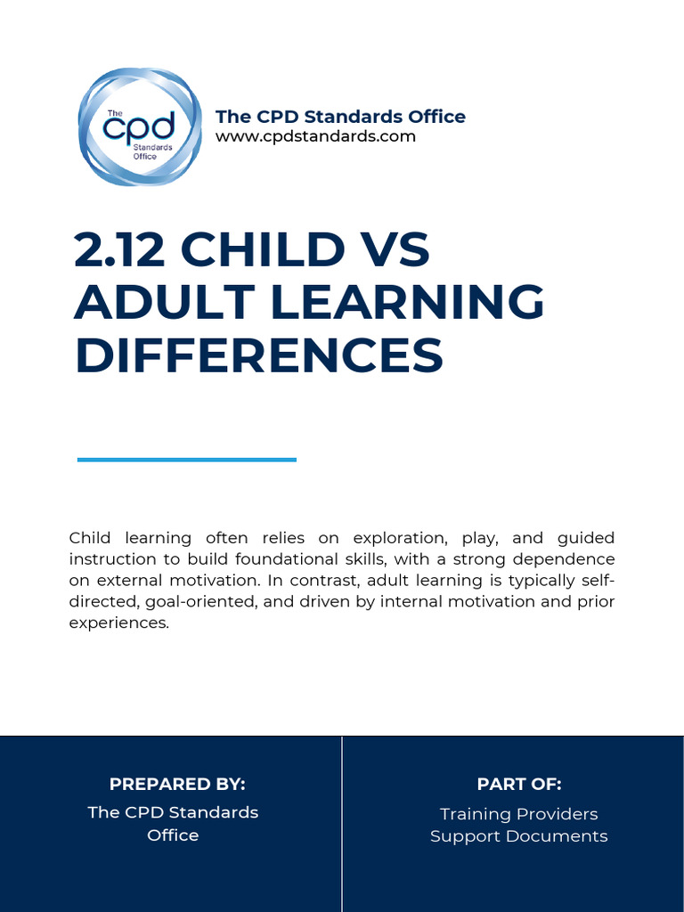 Adult vs Child Learning Differences | PDF | Learning | Adult Education