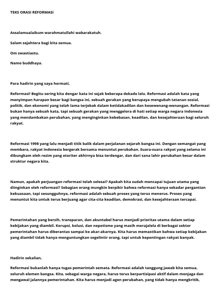 Berikut Adalah Contoh Teks Orasi Mengenai Reformasi - 20241118 - 091115 ...