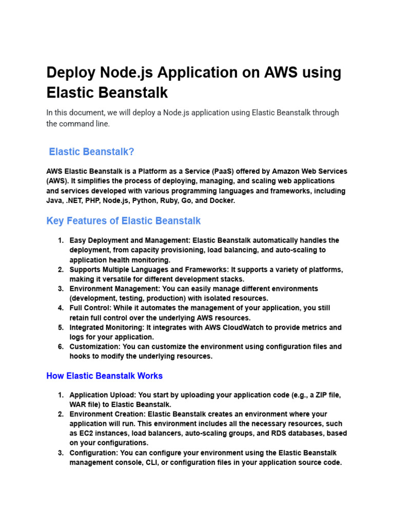 Deploy Nodejs Application on AWS Using Elastic Beanstalk | PDF ... Deploy Nodejs Application on AWS Using Elastic Beanstalk | PDF ...